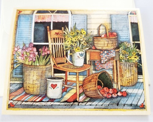 Susan Winget Blank Note Card Flowers On The Porch Heart & Home | eBay