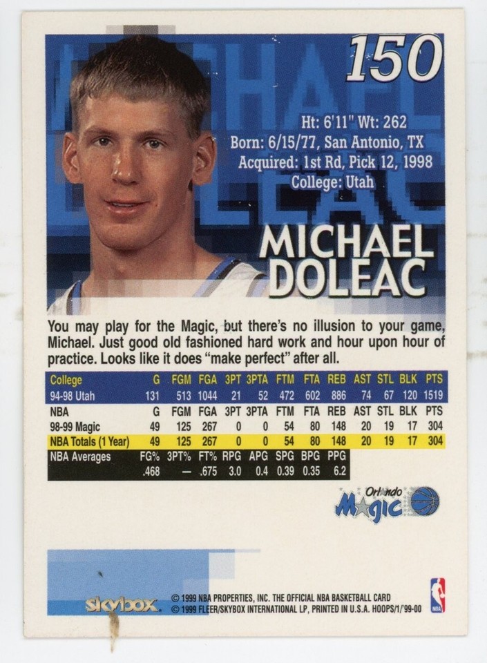 1999-00 Skybox NBA Hoops Michael Doleac #150 | eBay