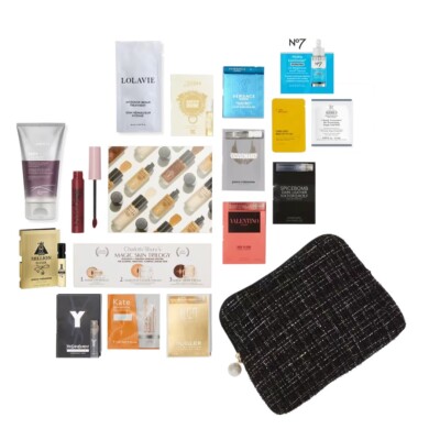 ULTA Beauty Deluxe 18 PC Makeup Skincare GIFT SET Samples Black Bag NEW ...