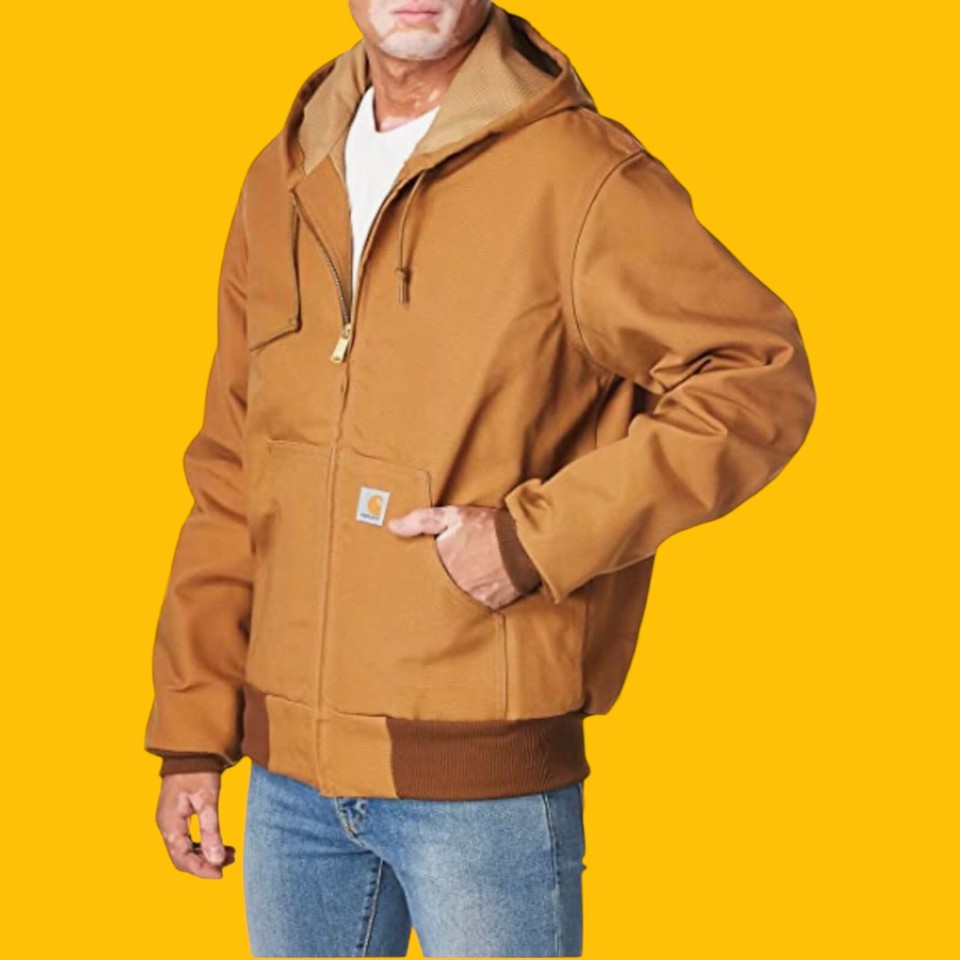 Carhartt Mens Sz 2XL Thermal Lined Duck Active Hooded Tan Work Jacket ...