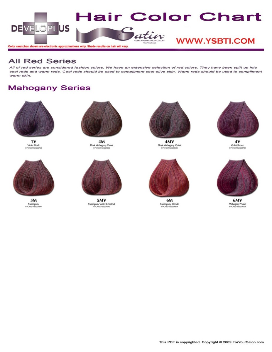 Satin Hair Dye Color Chart