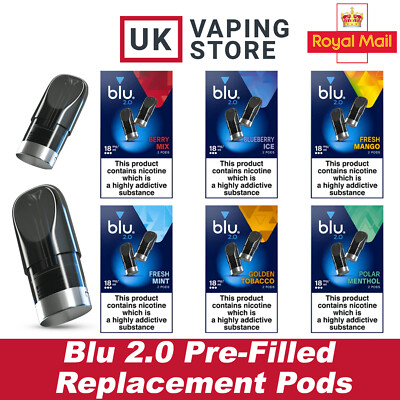Blu 2.0 Pre-Filled Replacement Pods - 9mg 18mg Pack of 2 Disposable ...