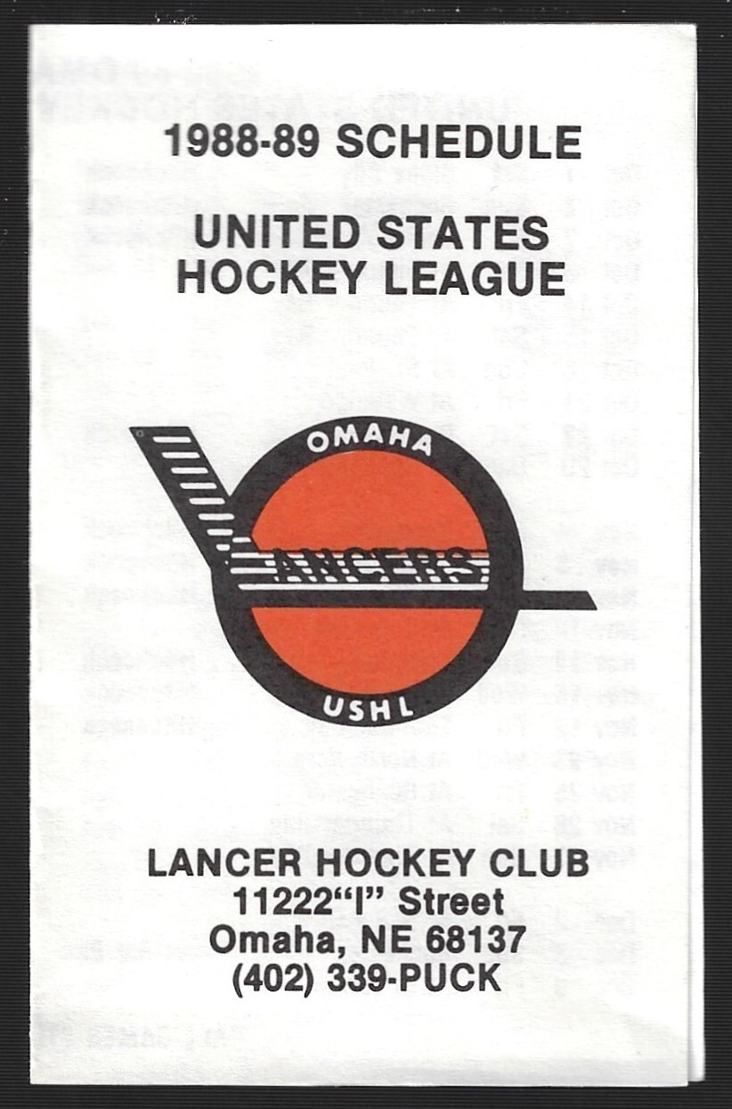 RARE 1988-89 Omaha Lancers USHL Hockey Schedule !!! Stick Shack | eBay