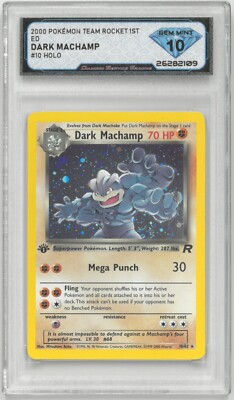 2000 Pokémon Team Rocket 1st Ed DARK MACHAMP #10/82 Holo 💎 DSG 10 Gem ...