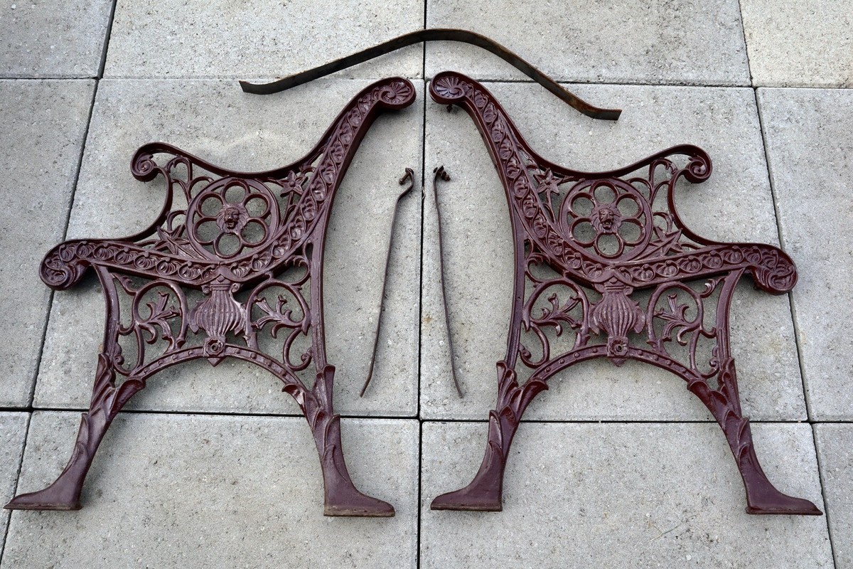 Vintage cast iron bench ends store