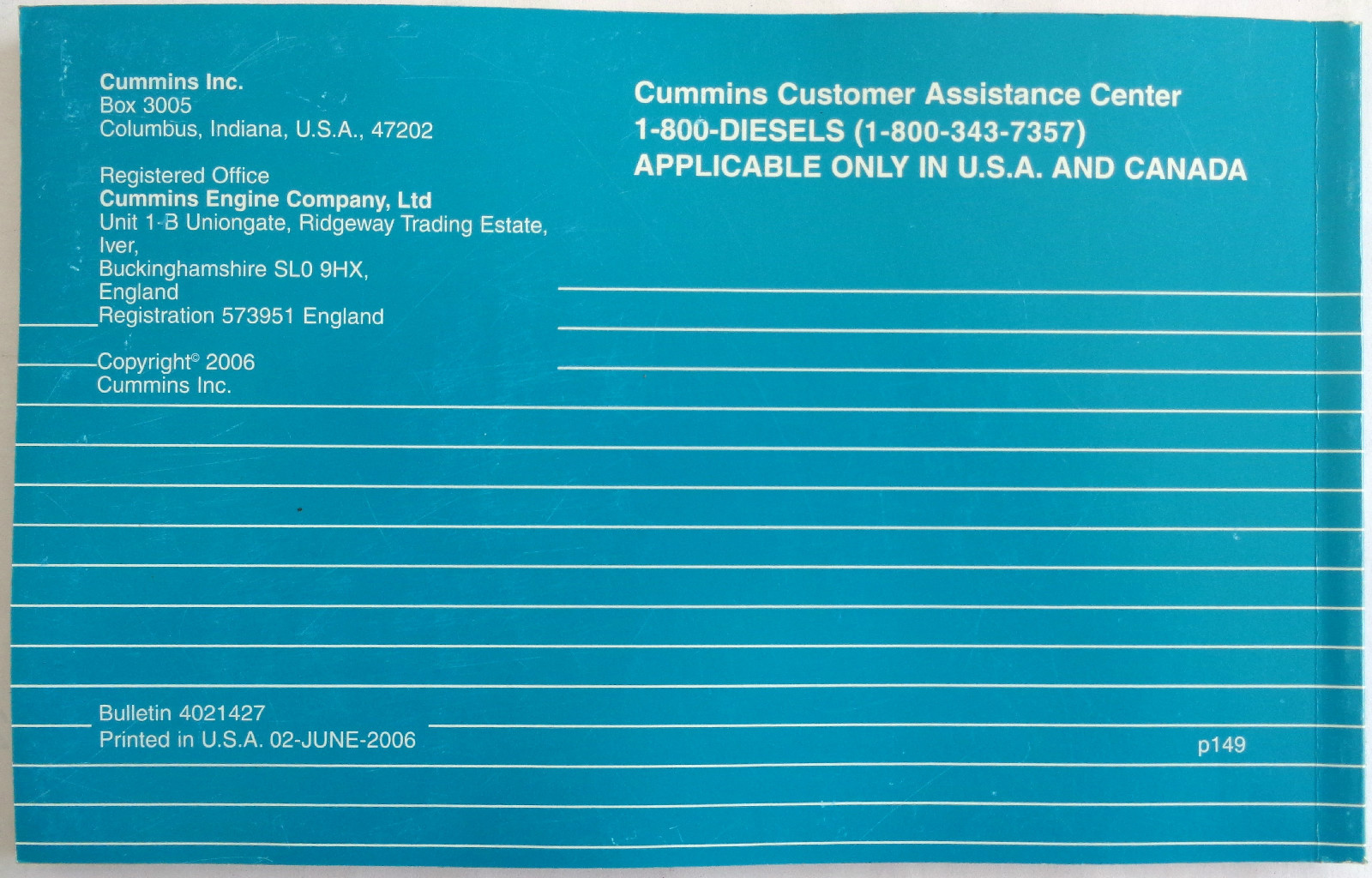 Cummins Owners Manuals ISC ISCe & ISL and ISC & ISL CM2150 and Wiring ...