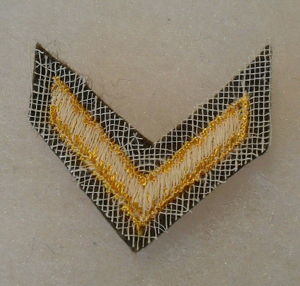 WWI GOLD EMB ON BROWN WOOL OVERSEAS AND WOUND CHEVRON (1) 1930'S/40/S ...