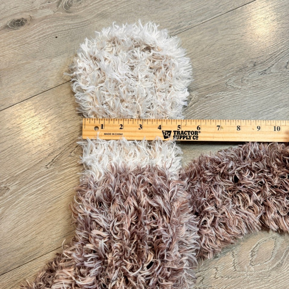 Handmade Soft Shaggy Faux Fur Scarf Brown Cream Winter Warm Cozy ...