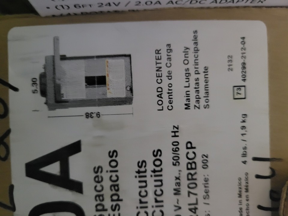 Square D HOM24L70RBCP 70-Amp 2-Space 4-Circuit Main Lugs Load Center ...