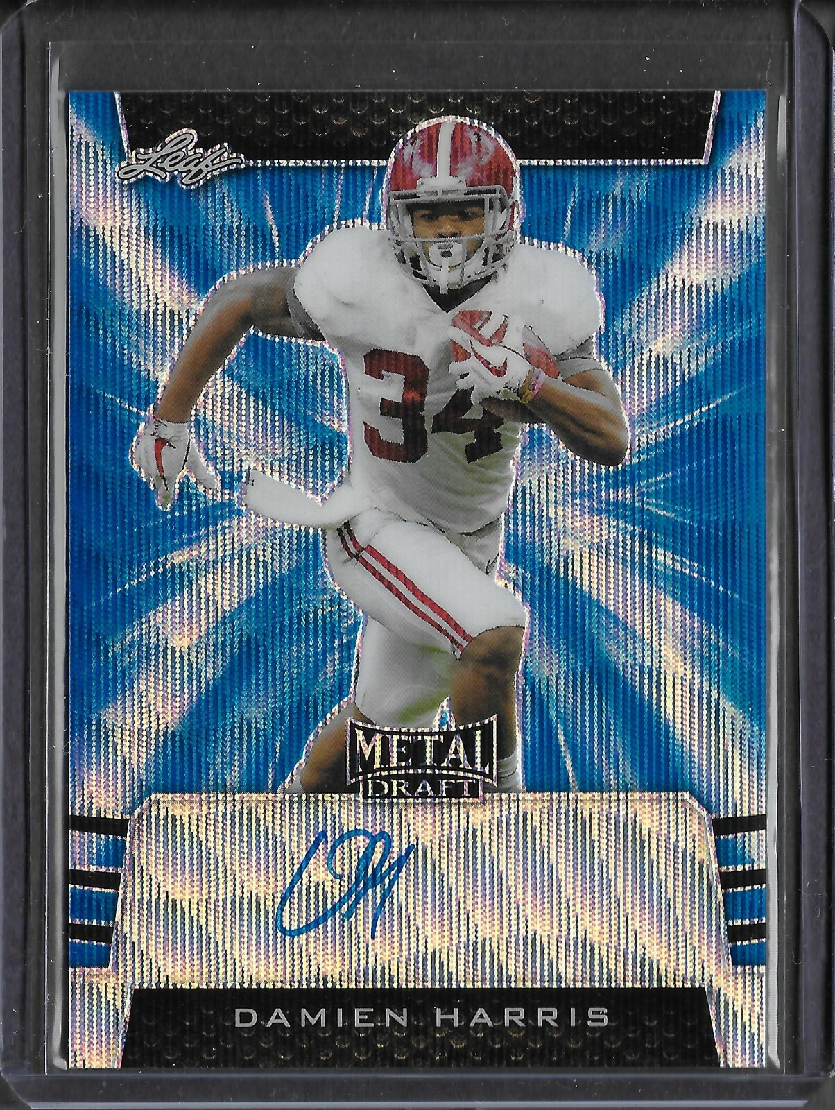 2019 Leaf Metal Draft DAMIEN HARRIS Blue Wave Prismatic Auto RC 8/20 ...