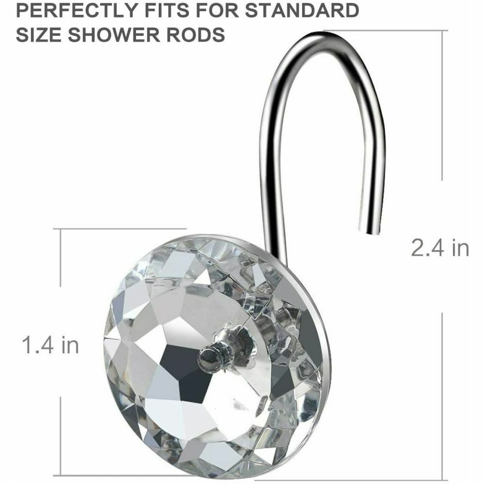 Shower Curtain Hooks Rings Diamond Crystal Rhinestones Hooks for ...