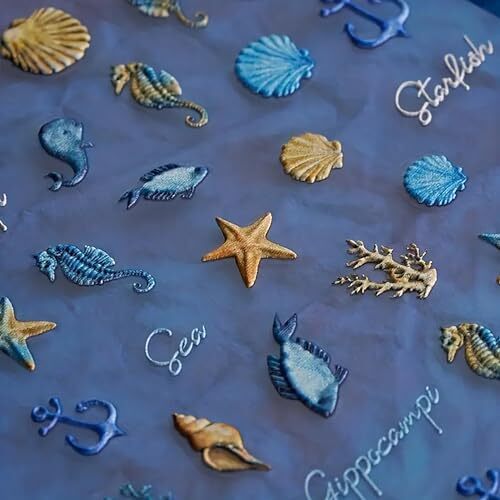 Summer Nail Stickers for Nail Art, 5D Embossed Nail Decals Shell Style4 ...
