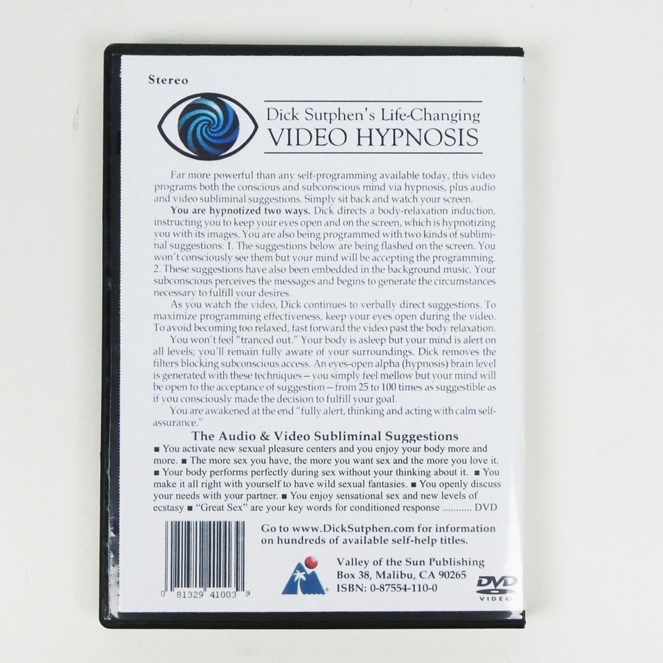 SENSATIONAL SEX VIDEO HYPNOSIS DVD Improve your sexual life Dick Sutphen pua | eBay