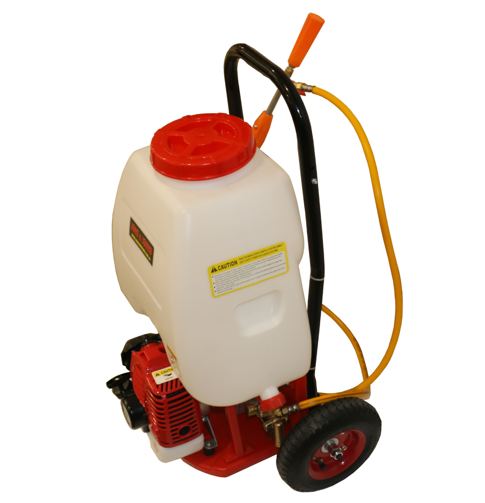 25L WEED SPRAYER PETROL ENGINE WITH WHEELS GARDEN CHEMICAL SPRAY ...