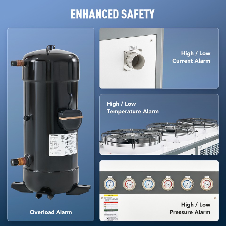 CREWORKS 45HP 25 Ton Air-Cooled Chiller Industrial Chiller with 98 gal ...