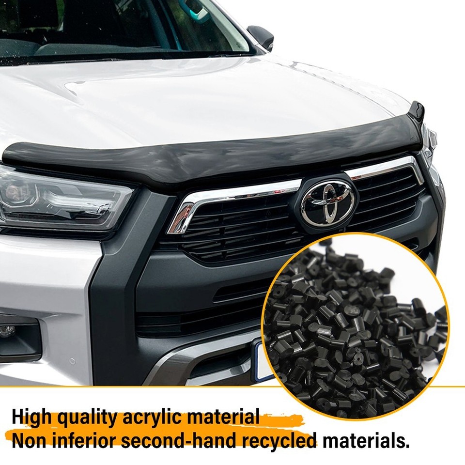 For Toyota Hilux 2021-2025 Invincible Dark Black Bonnet Protector Stone ...
