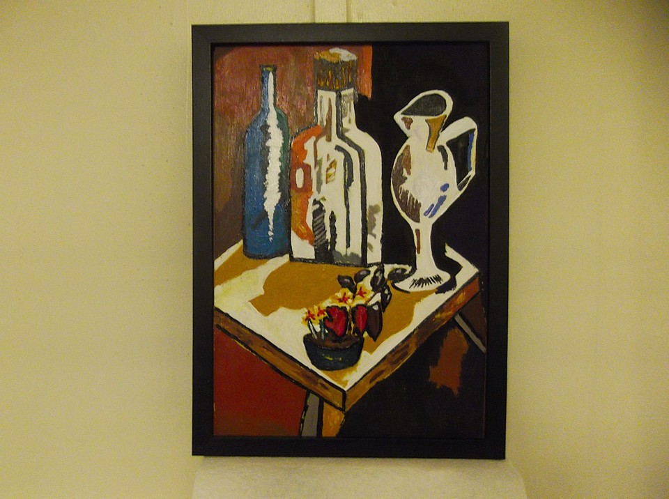 Modernist cubist style Abstract Still Life painting On Board | eBay UK