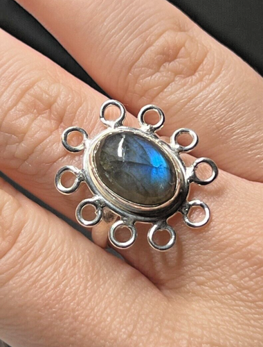 925 Sterling Silver Blue Labradorite Ring Size 8.5 | eBay