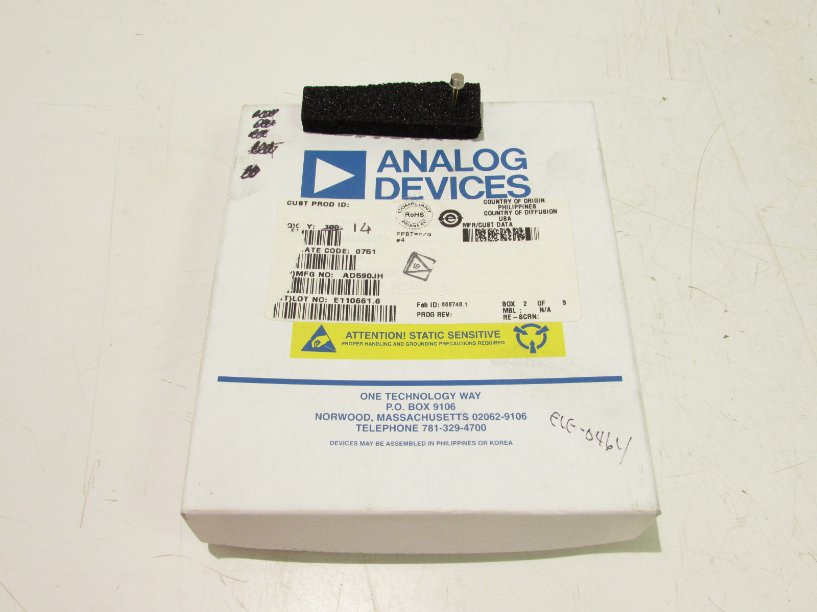ANALOG DEVICES AD590JH; CAN-3,TWO-TERMINAL IC TEMP TRANSDUCER (LOT OF 2 ...