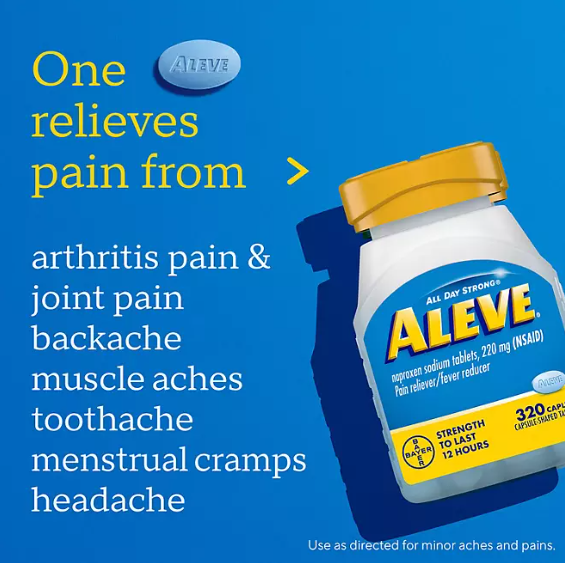 NEW Aleve Pain Reliever Caplets NSAID, 220 mg Naproxen Sodium, 640 ct ...