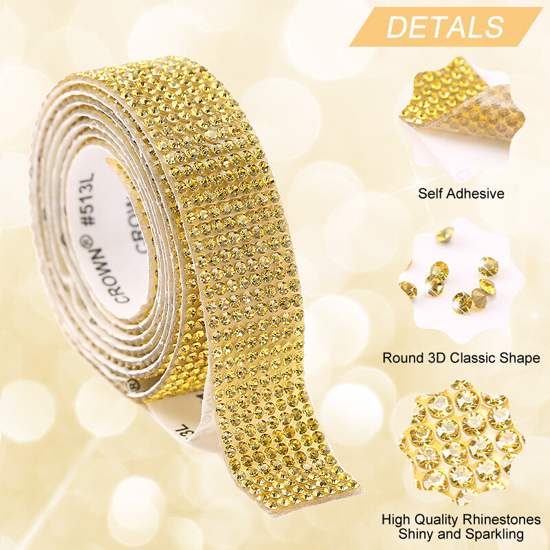 3 Yards Self Adhesive Shiny Crystal Rhinestone Diamond Ribbon Decor ...