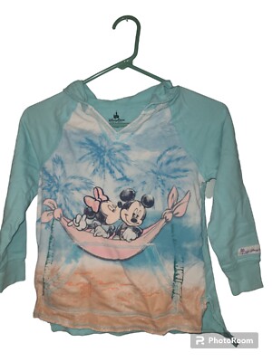 Disney Parks Girls Size XL Hoodie Minnie Mickey Hawaii Aloha Sparkle ...