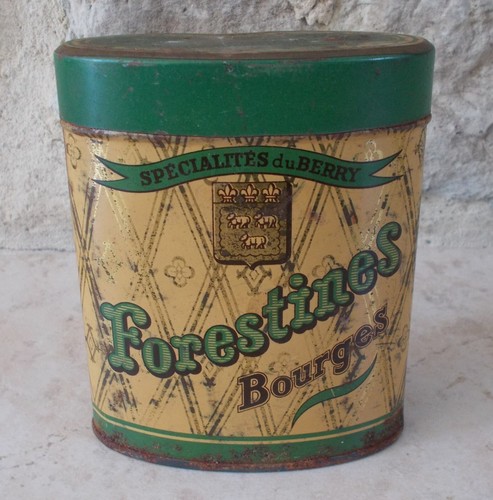Old french candy FORESTINES tin box Bourges France sweet vtg ...