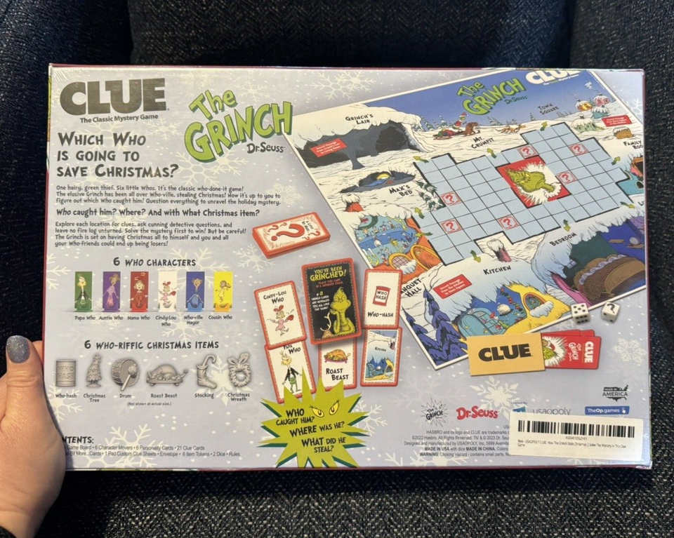 New Dr. Seuss How the Grinch Stole Christmas CLUE Family Board Game | eBay