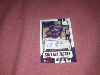 CADE JOHNSON RC AUTO RED FOIL COLLEGE TICKET 2021 CONTENDERS DRAFT PICK ...