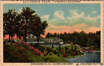 Buttonwood Manor At Lake Lefferts Matawan New Jersey Linen Post Card | eBay