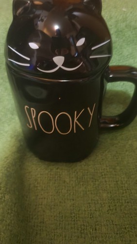 New! Rae Dunn by Magenta SPOOKY Mug with Black Cat Topper Halloween | eBay