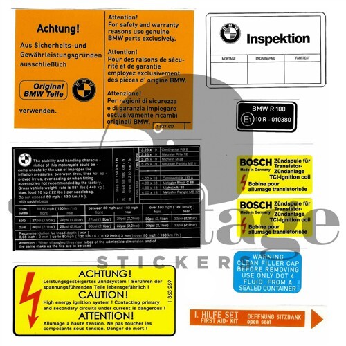 Warning Sticker Kit for BMW R100 post 1980 / Heritage Stickers | eBay