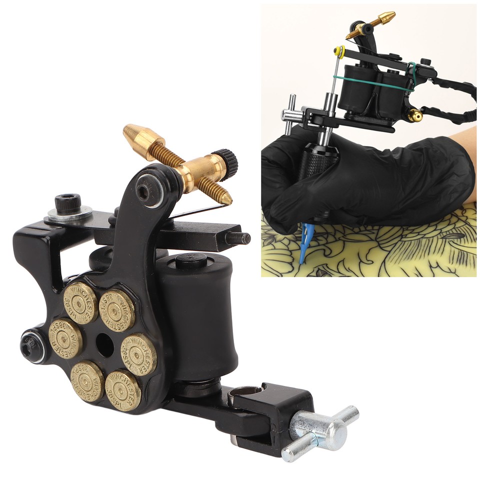 Coil Tattoo Machine Salon Electroplating Zinc Alloy Frame 10 Wraps Coil ...