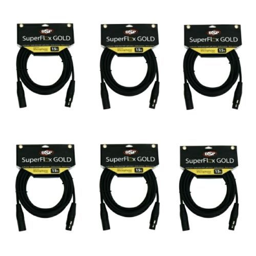OSP 15 Slot ATA Flight Road Microphone Case & 6 Mic Cables 15' Ft -Gold ...