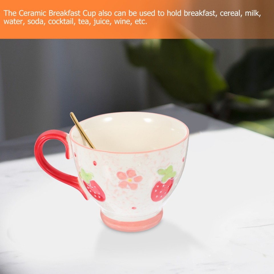 1 Set Coffee Mug Ceramic Water Cup Breakfast Mug with Spoon Vintage ...