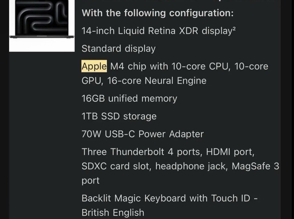 Apple MacBook Pro 14 2025 M4 Pro 16C GPU 512GB SSD 24GB RAM Space Black ...