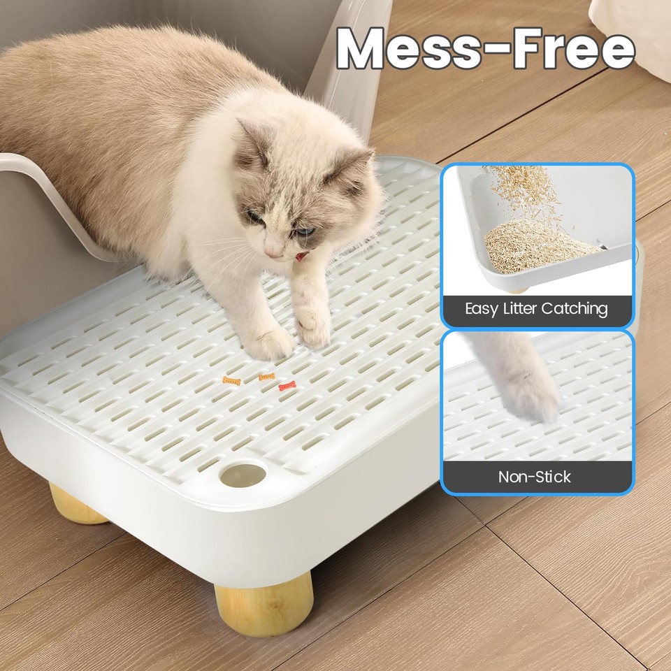 Litter Box Step, Litter Box Ramp with Removable Wooden Legs, Anti ...