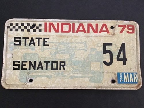 1979 Indiana State Senator License Plate Tag IndyCar Indy Race 54 ...