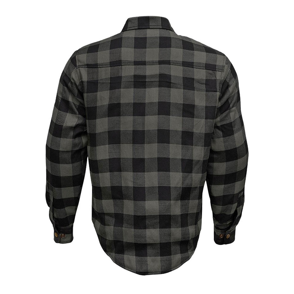 RIDERACT® Motorcycle Flannel Shirt Grey Motorbike Jacket Reinforced ...