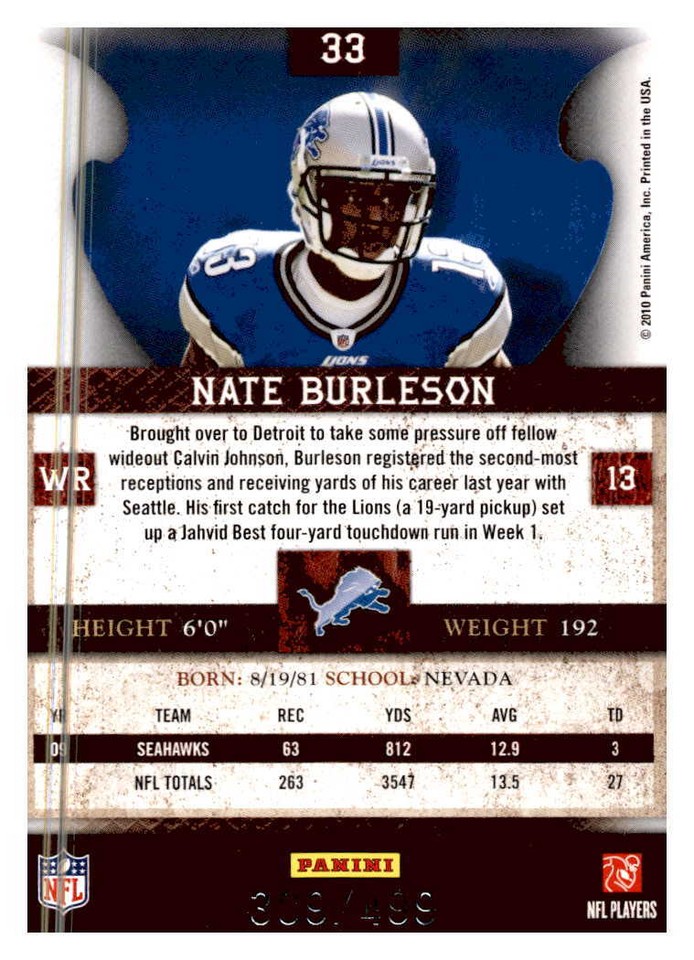 2010 Panini Plates & Patches Nate Burleson 33 | eBay