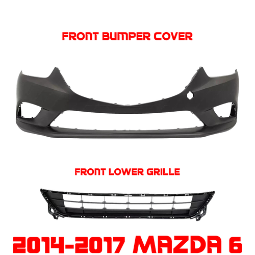 Front Bumper Cover Primed & Lower Grille For 2014-2017 Mazda 6 | eBay