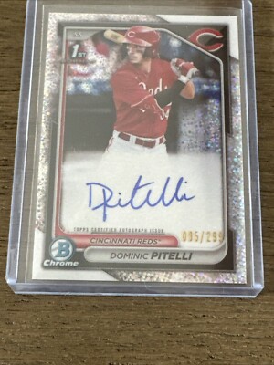 2024 Bowman Chrome Dominic Pitelli 1st Bowman Speckle Auto 95/299 Reds ...