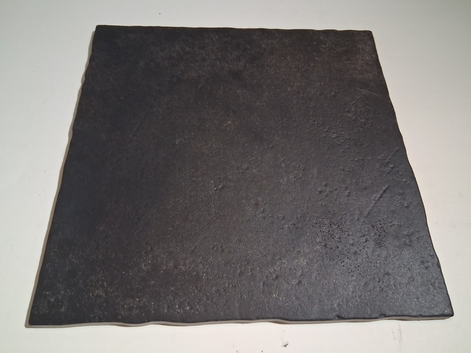 1pc Italy Ceramic Dark Black Slate Stone Look Scalloped Edge Tile 12 ...