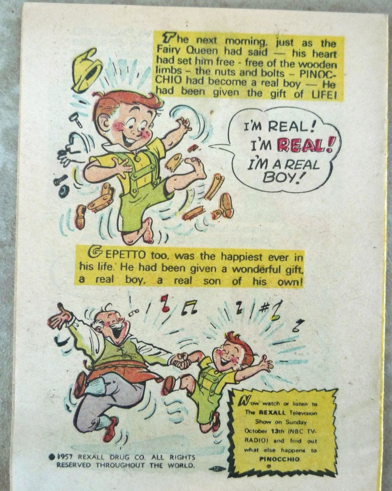 THE STORY OF PINOCCHIO VG- 1957 REXALL NBC GIVEAWAY PROMO MINI COMIC ...