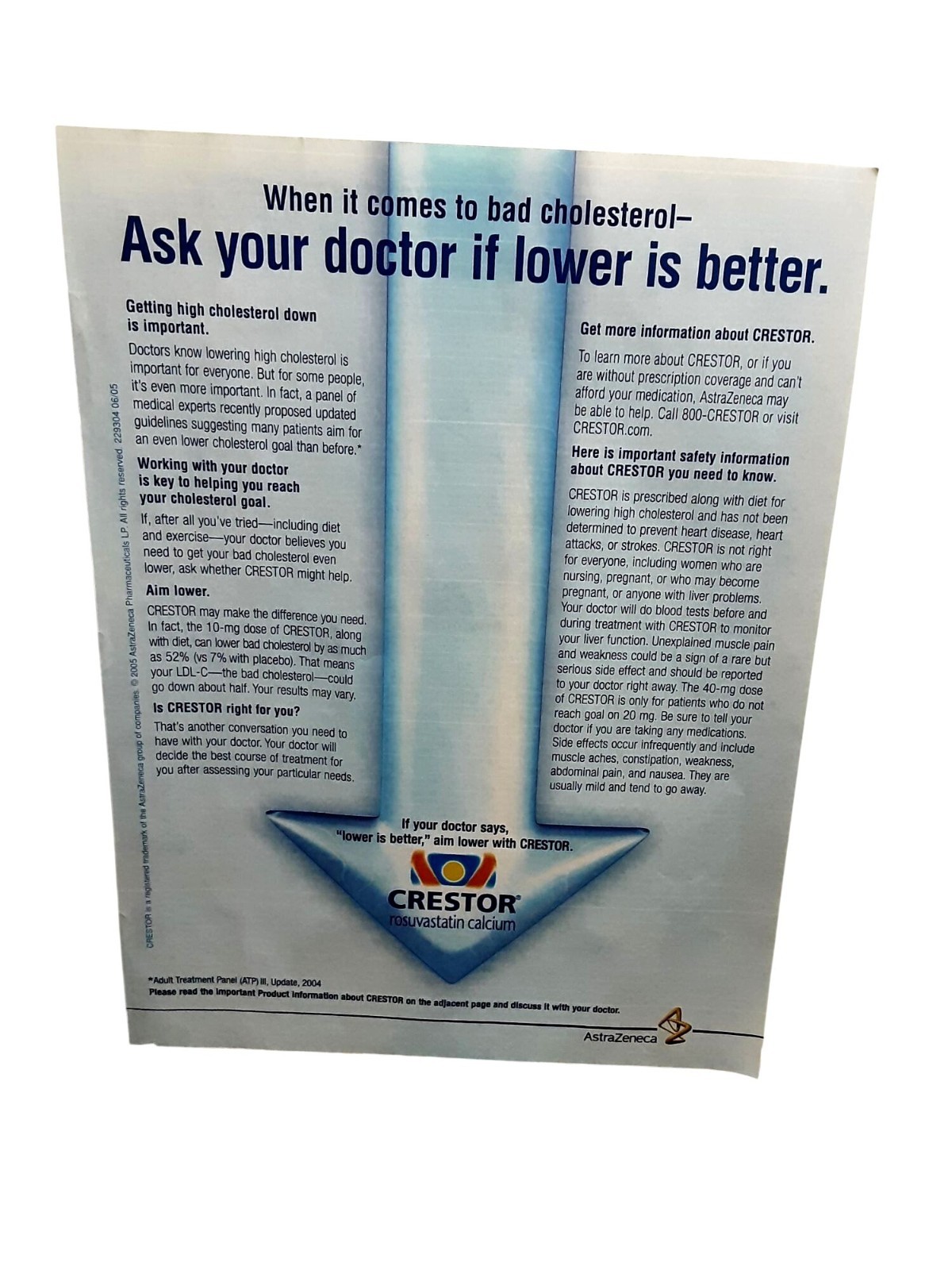 2005 Crestor Cholesterol Print Ad Pharmaceutical Advertising | eBay