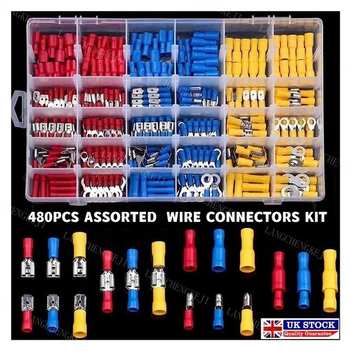 480Pcs Car Wire Assorted Insulated Electrical Terminals Connectors ...
