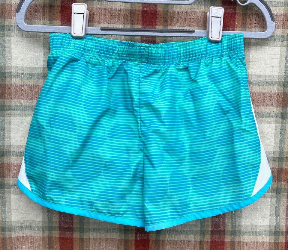 Champion Size L (10-12) Girl's Aqua Stripe Athletic Shorts | eBay