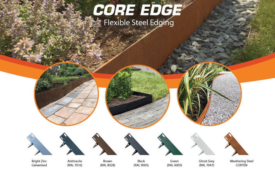 CORE EDGE Flexible Steel Metal Garden Lawn Path Patio Edging - 5 Metres ...
