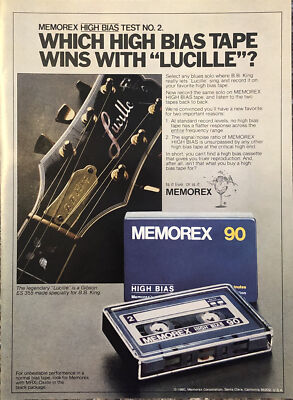 PRINT AD 1980 Memorex High Bias Cassette Tape BB King Lucille Gibson ...