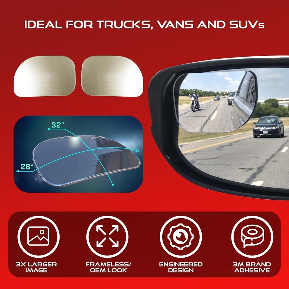 Blind Spot Convex Car Mirrors: XLarge Rear View - Rearview Automotive Mirror for | eBay
